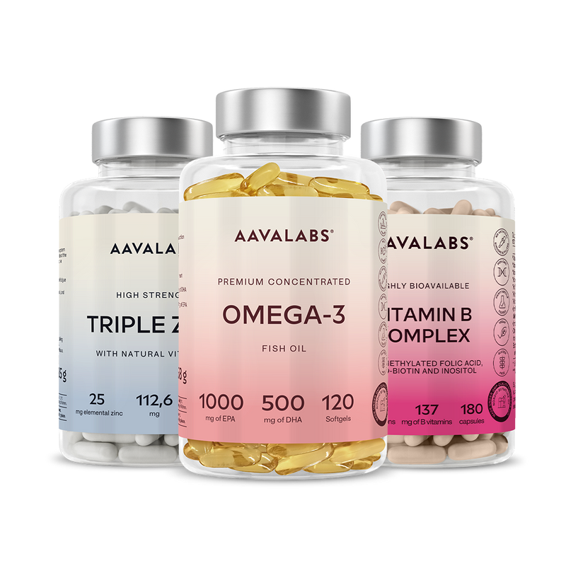 Brain Support Bundle - Omega 3, Zinc & B Complex | Aavalabs