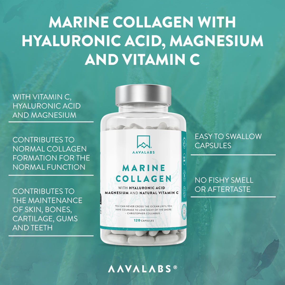 Marine Collagen Capsules with Natural Vitamin C | AAVALABS